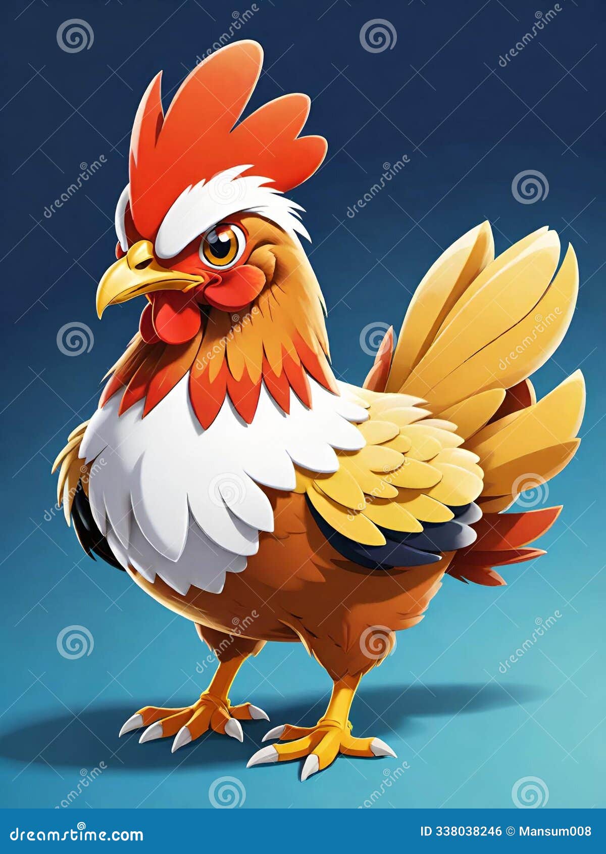 Cute Chicken on Blue Background Illustration Stock Illustration ...