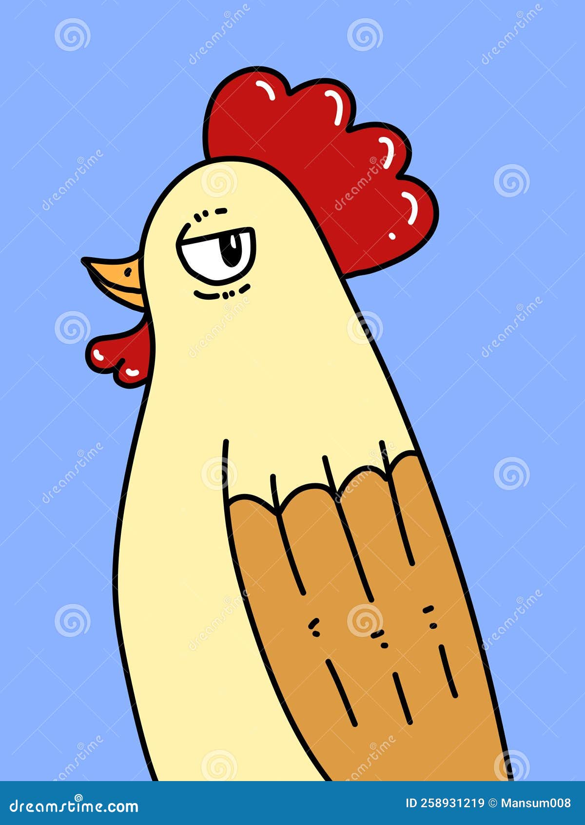 Cute Chicken Cartoon on Blue Background Stock Illustration ...