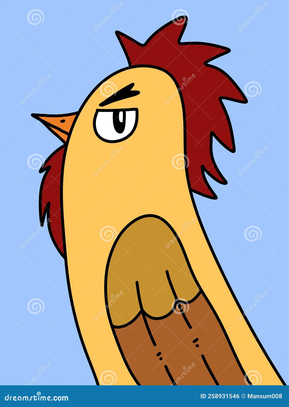 Cute Chicken Cartoon on Blue Background Stock Illustration ...