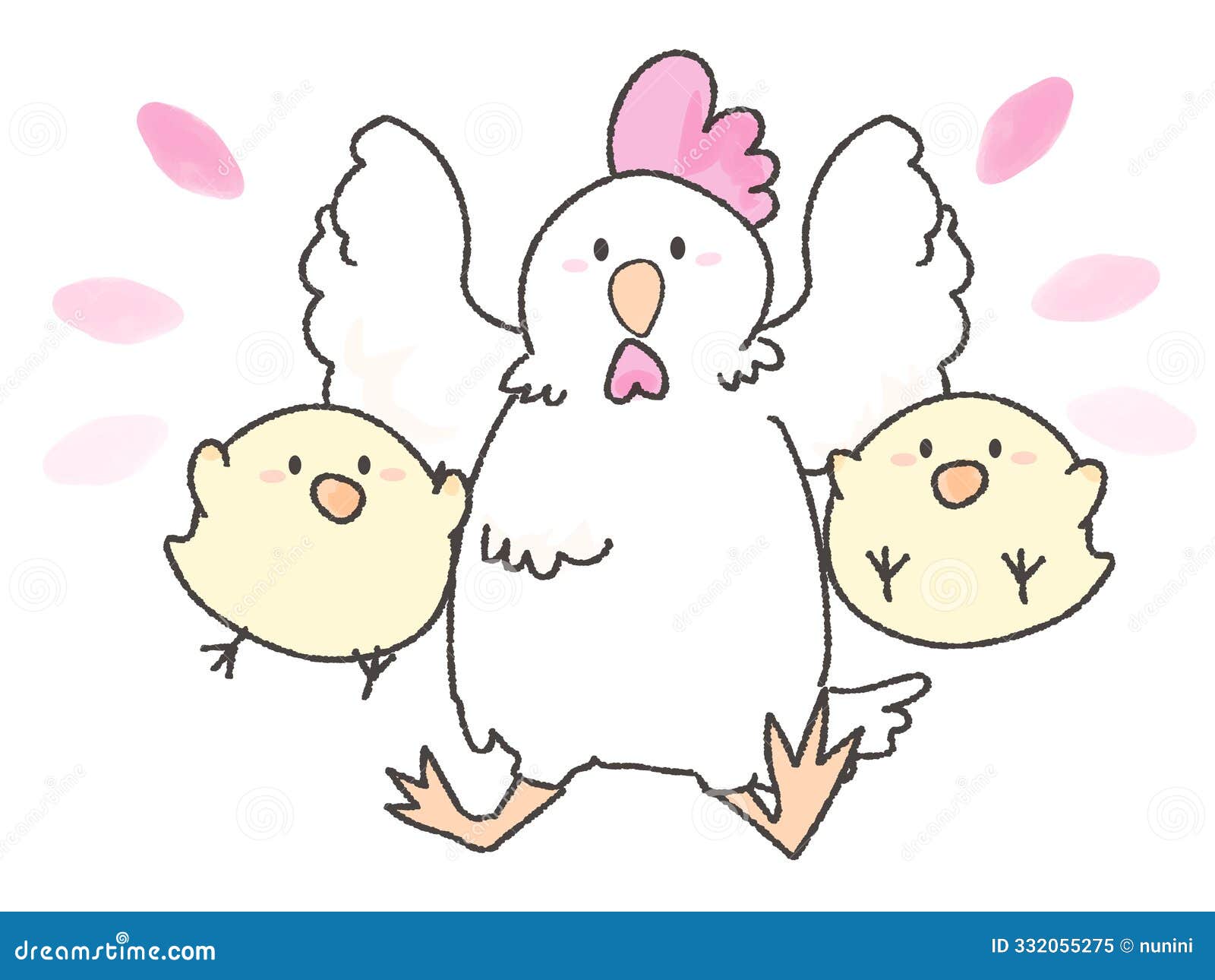 Cute Chicken and Chick Jumping Energetically Stock Illustration ...