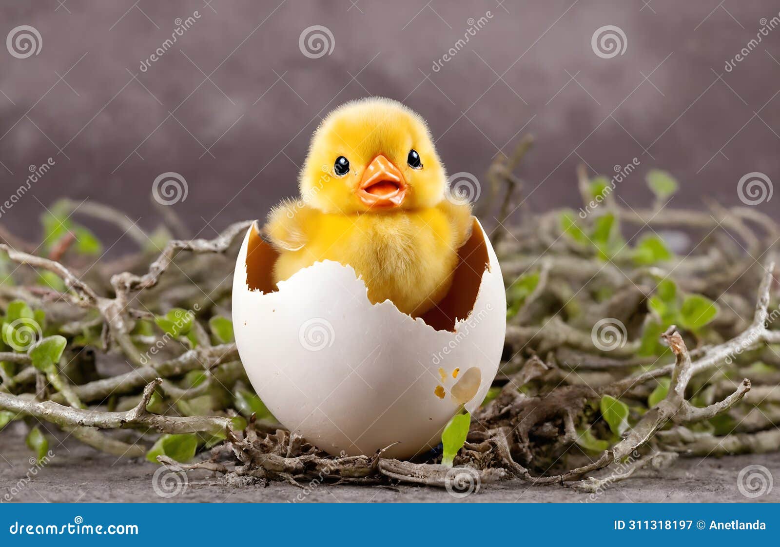 Cute Chicken Coming Out of Egg Shell Stock Illustration - Illustration ...