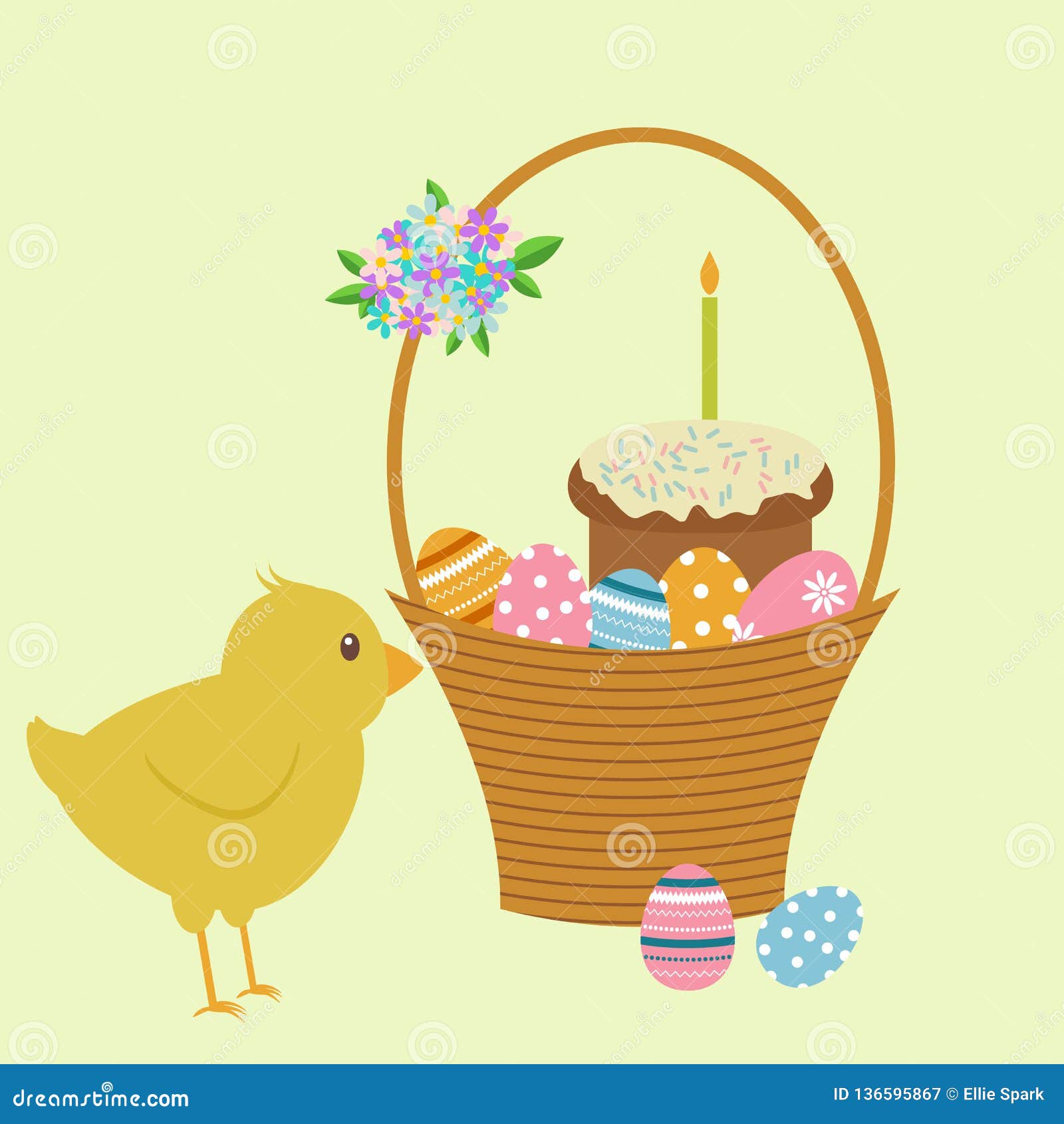 Cute Chicken with Easter Basket Stock Vector - Illustration of ...