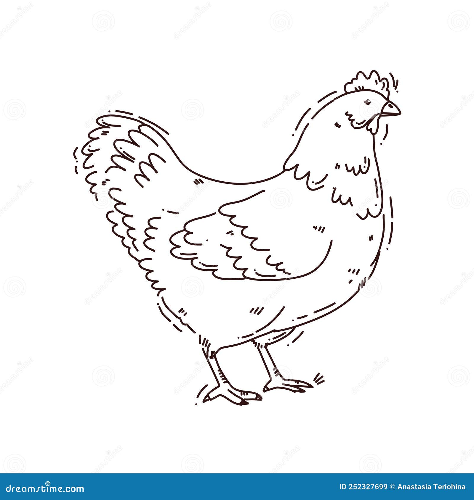 Cute chicken line stock vector. Illustration of black - 252327699