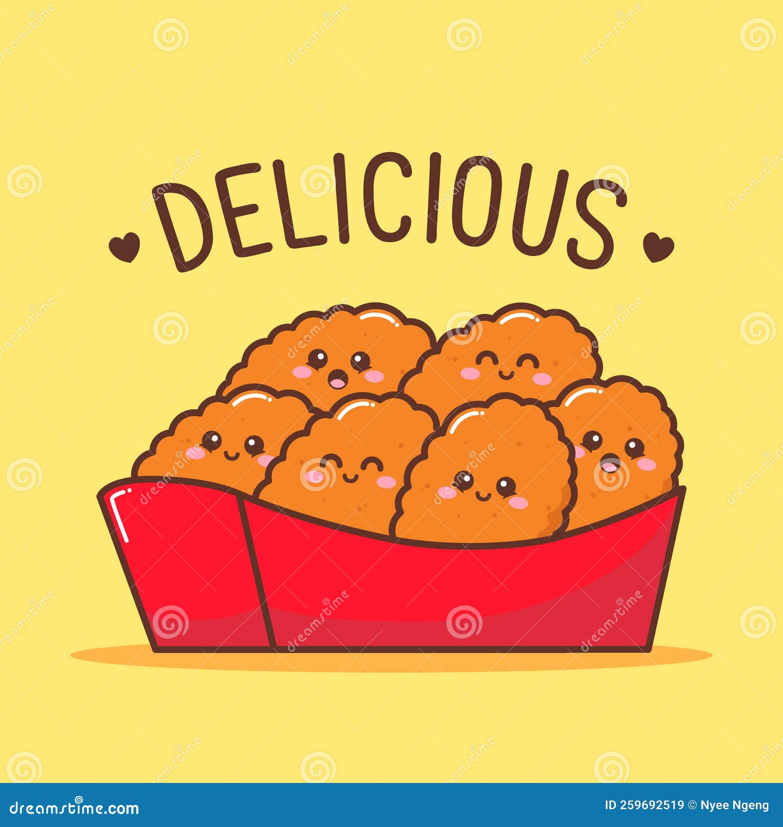 Cute Chicken Nuggets with Different Expression Stock Vector ...