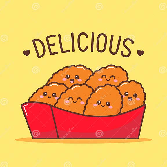 Cute Chicken Nuggets with Different Expression Stock Vector ...
