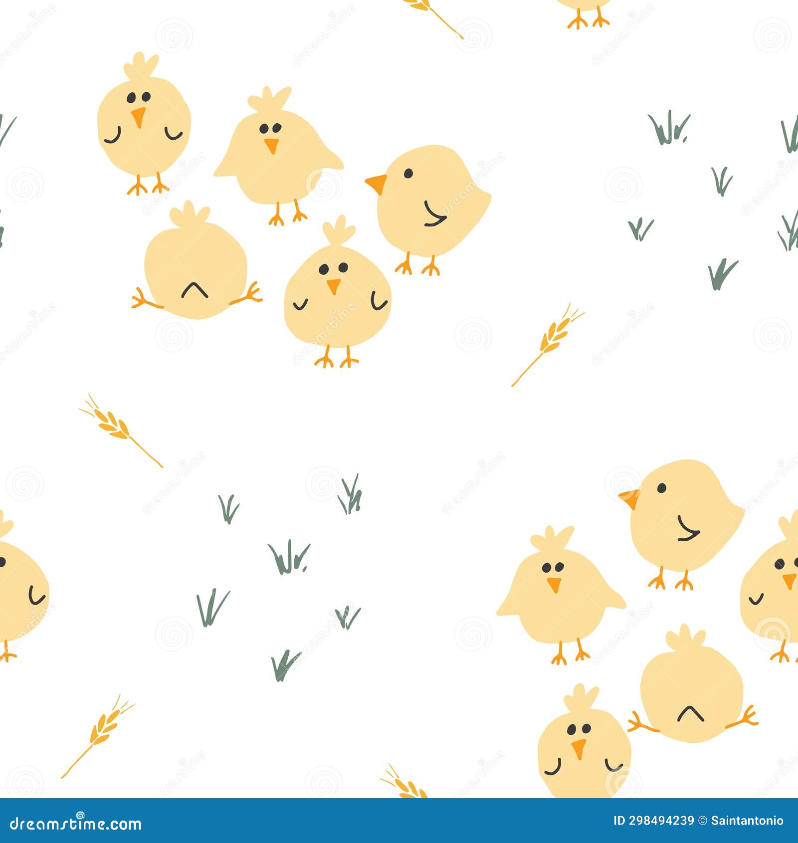Cute Chicken Seamless Pattern, Cartoon Doodle Chickens Background ...