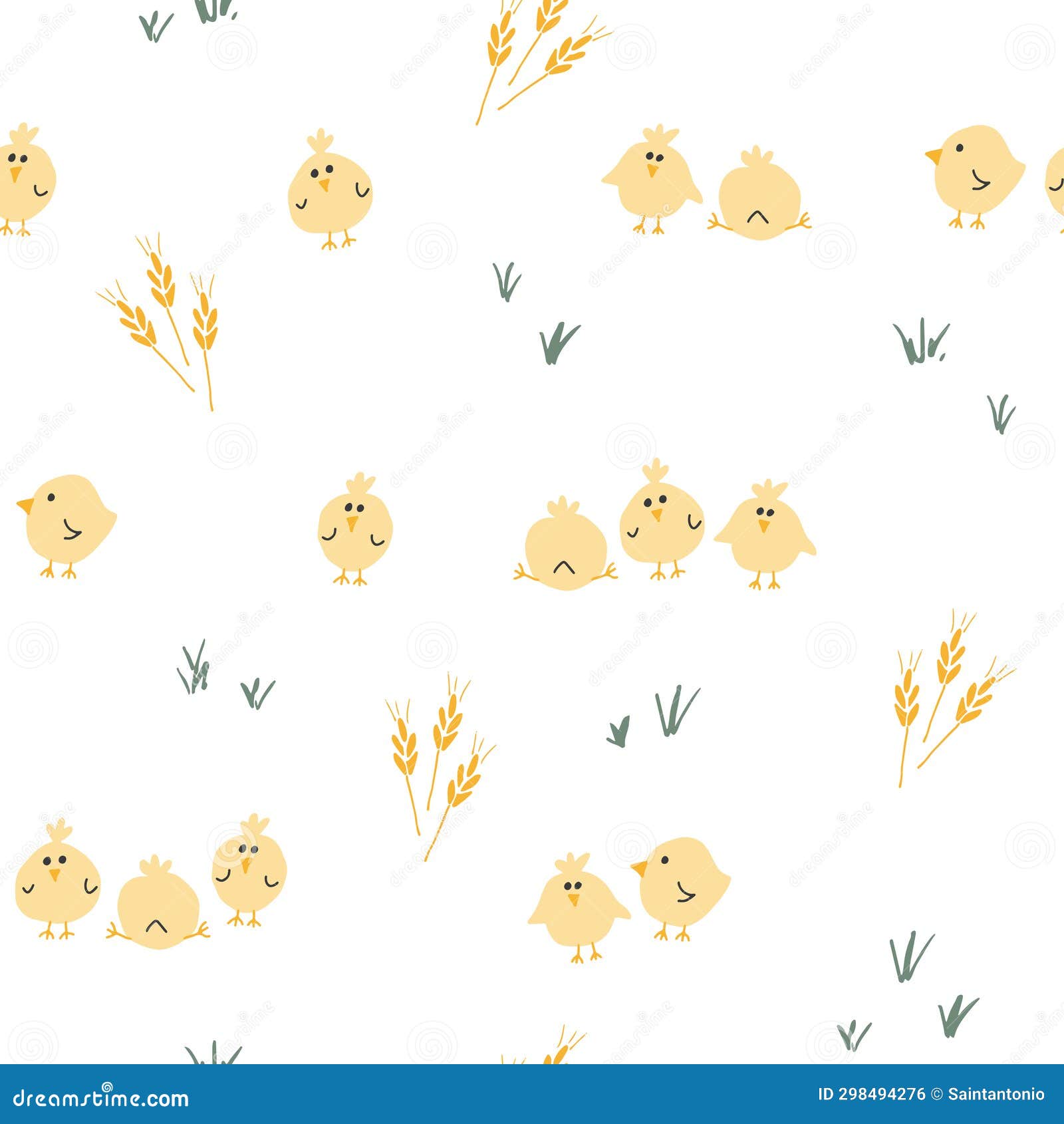 Cute Chicken Seamless Pattern, Cartoon Doodle Chickens Background ...