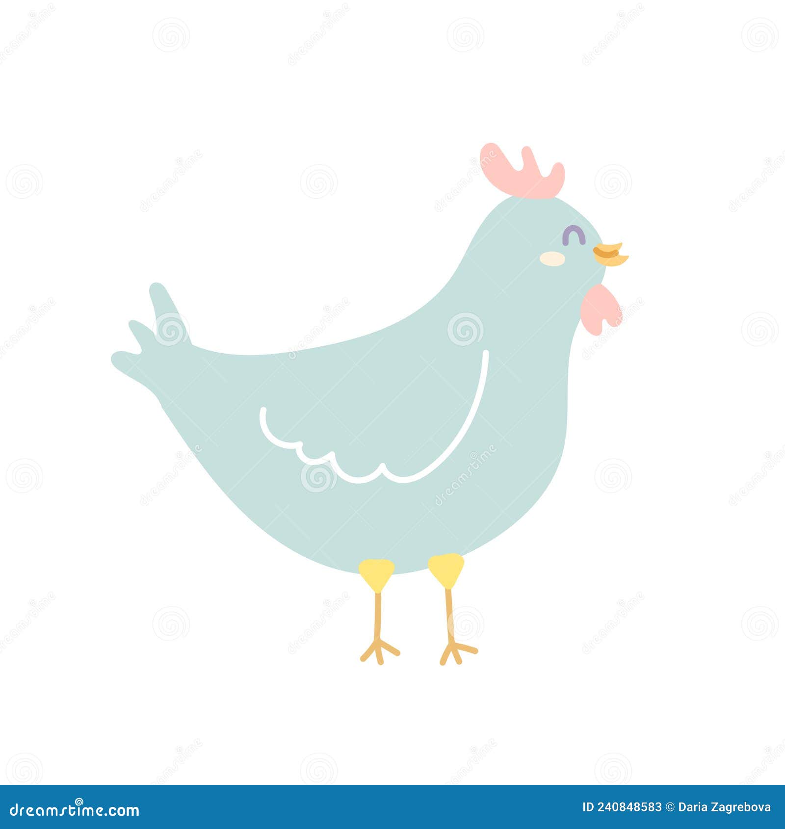 Cute Chicken, Vector Cartoon Illustration in Hand Drawn Style Stock ...