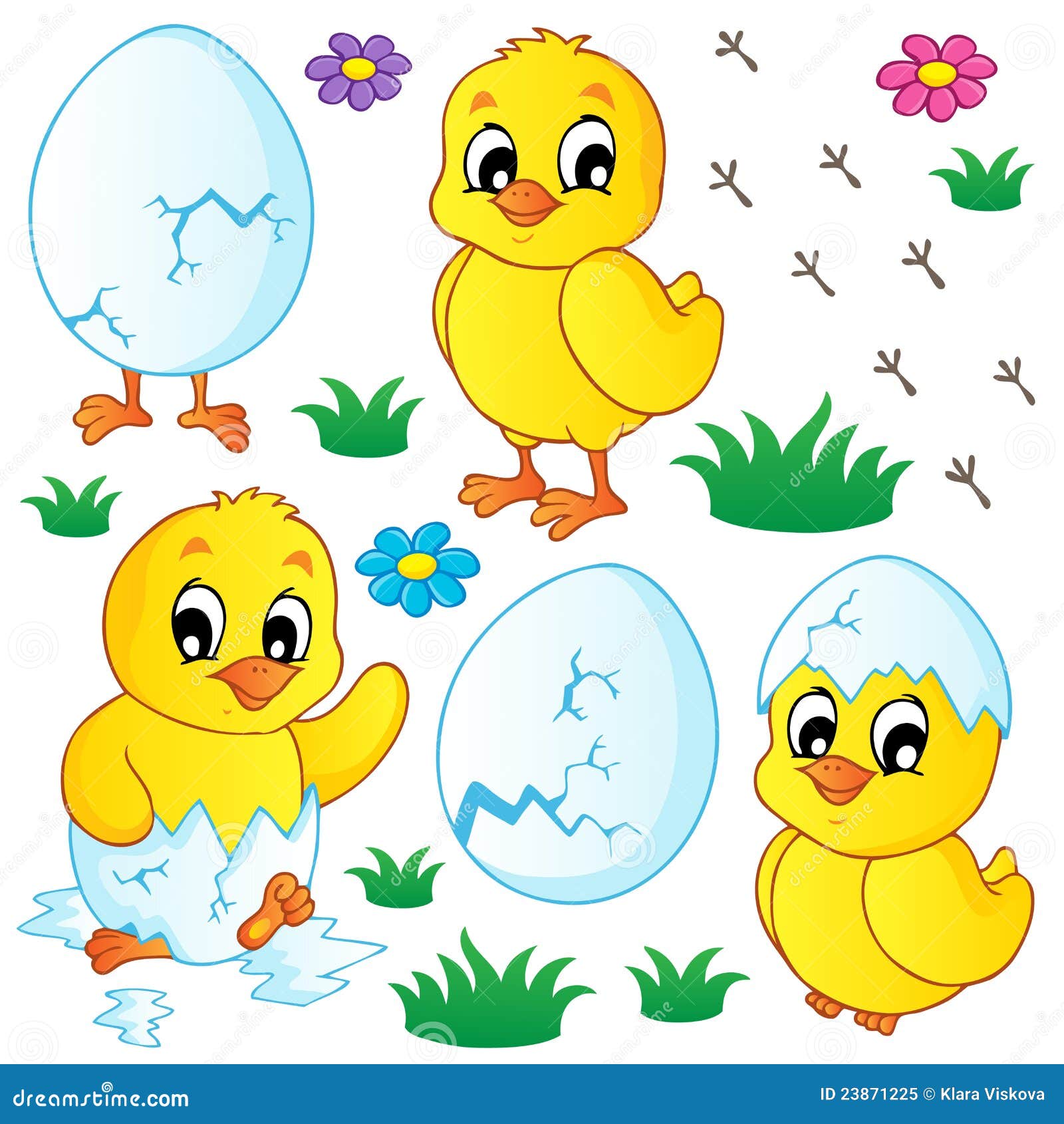 Set Of Cute Chickens In Different Poses For You Design. Cartoon ...