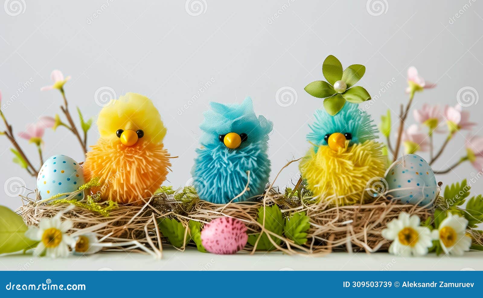 Cute Chicks Decorative Figures. Easter Card, Easter Background Stock ...