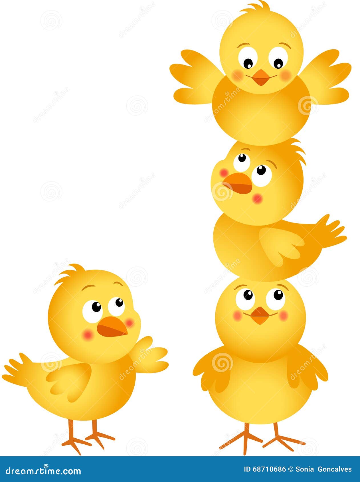 Cute Chicks Stacked on Top of Each Other Stock Vector - Illustration of ...