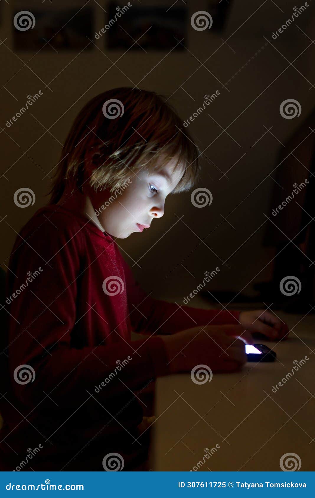 Cute Child, Boy, Playing on Mobile Phone Stock Image - Image of floor ...