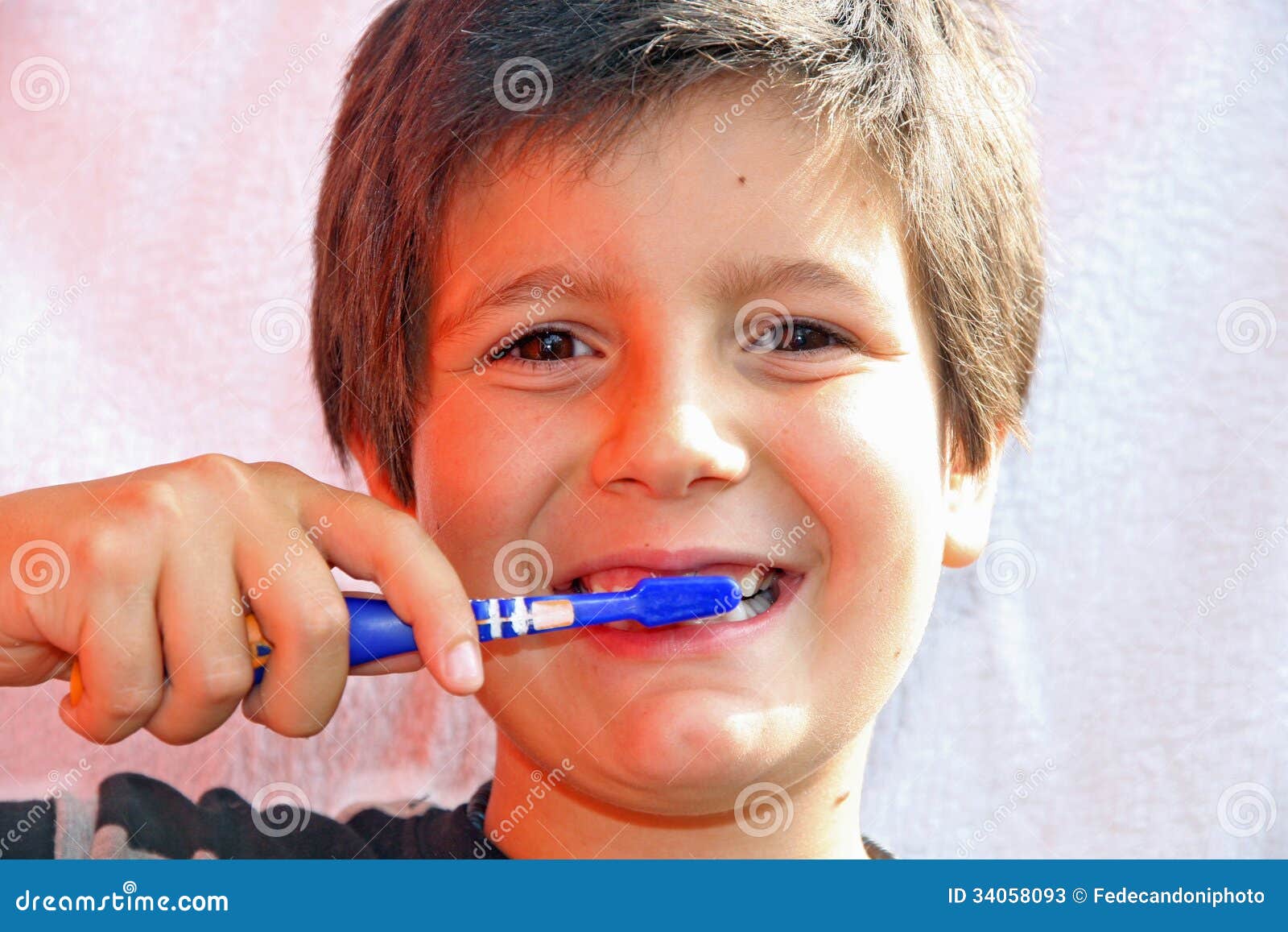 Cute Child Brushing Teeth with Toothbrush Stock Image - Image of dental ...