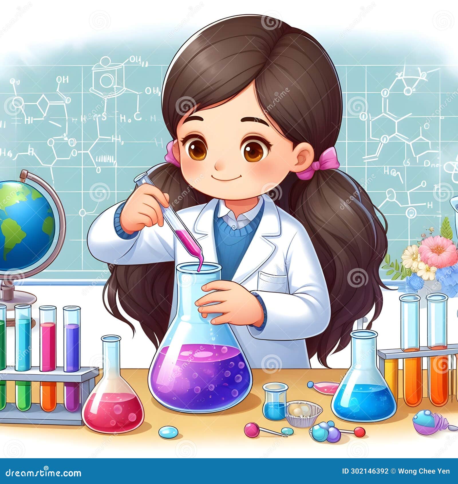 Cute Child Chemical Experiment Science Laboratory Illustration Stock ...