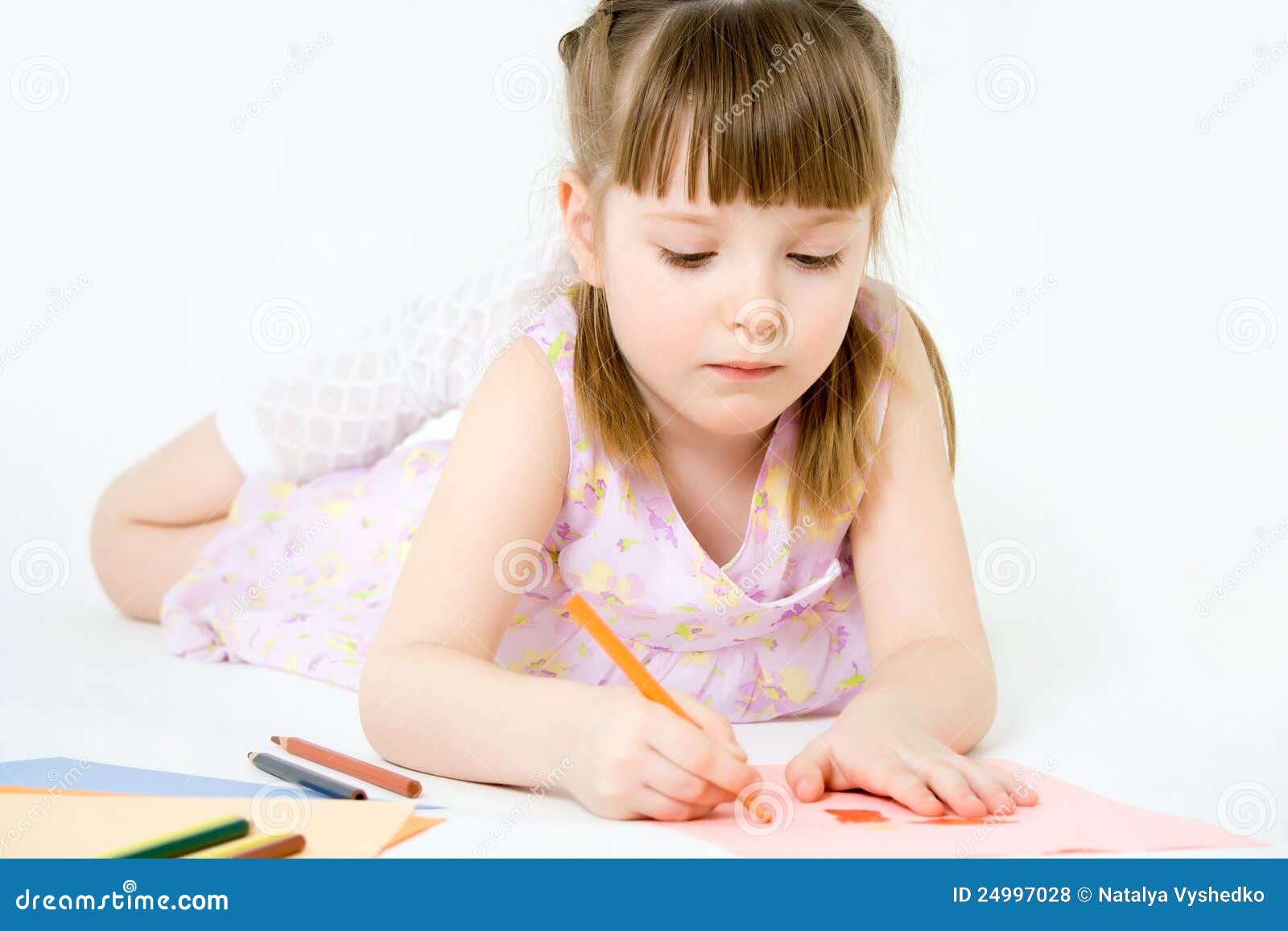 Cute Child Draw with Colorful Crayons and Smile Stock Photo - Image of ...