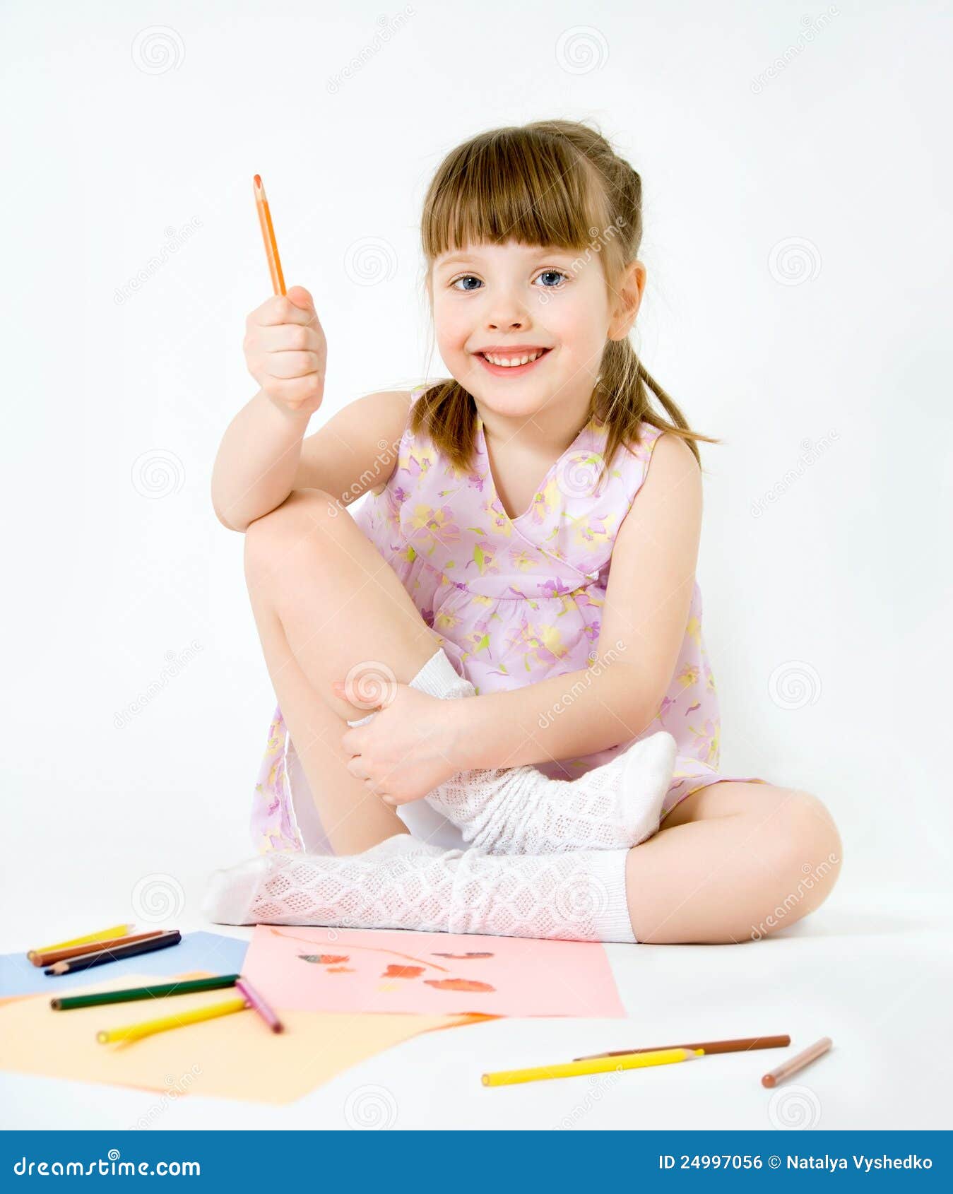 Cute Child Draw with Colorful Crayons and Smile Stock Photo - Image of ...