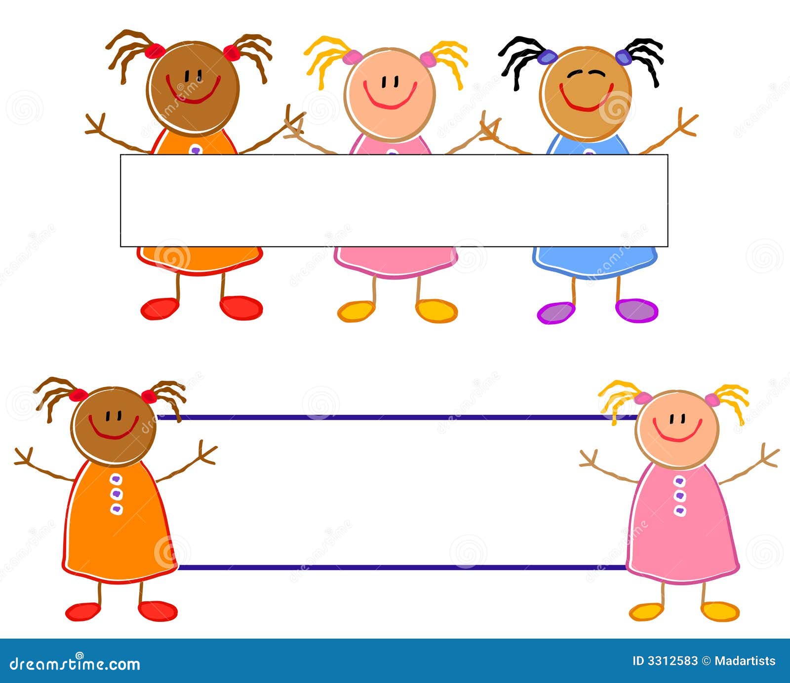 Cute Child Drawing Girls Logos Stock Illustration - Illustration of ...