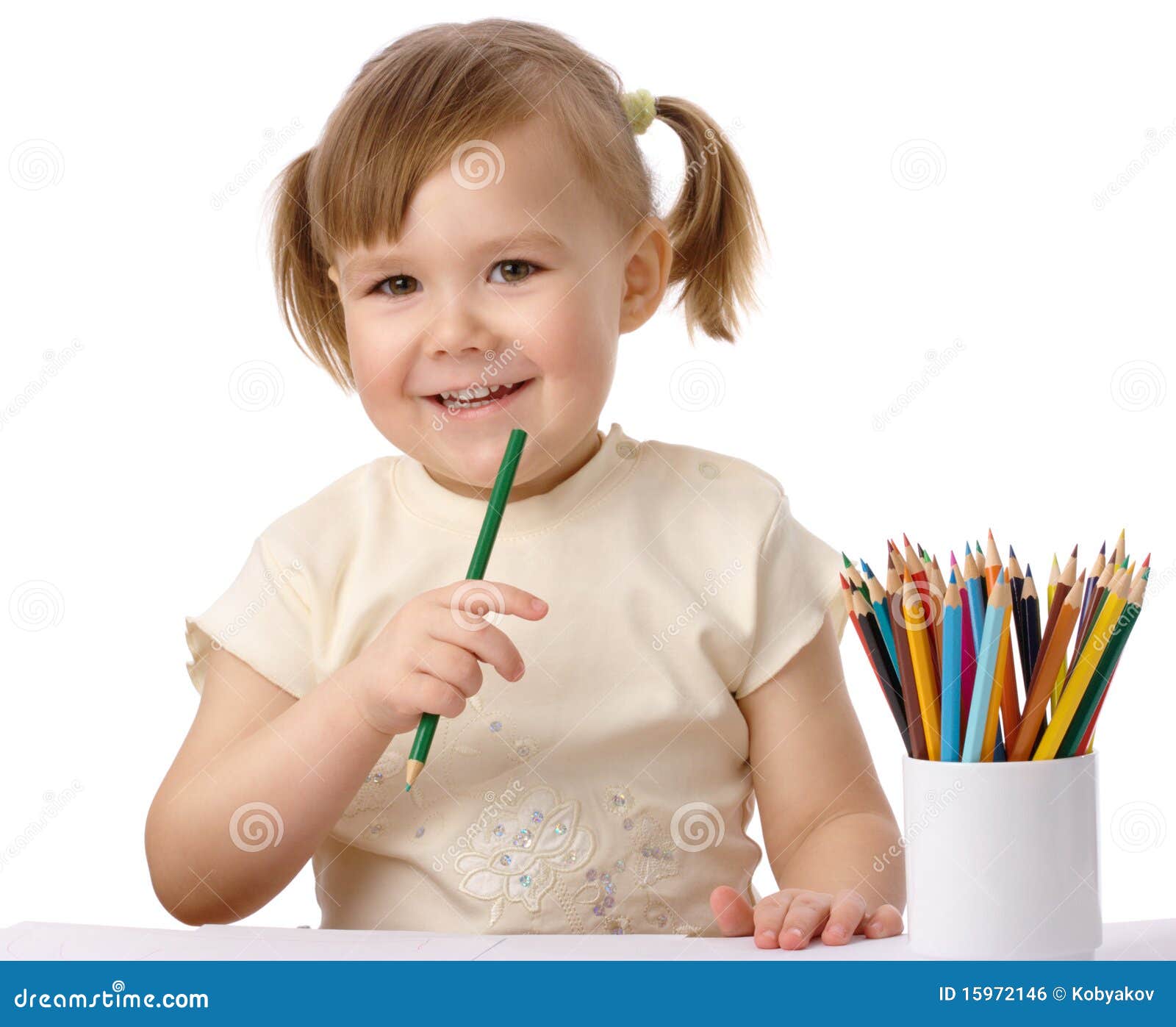 Cute Child Draws with Color Pencils Stock Photo - Image of colour ...
