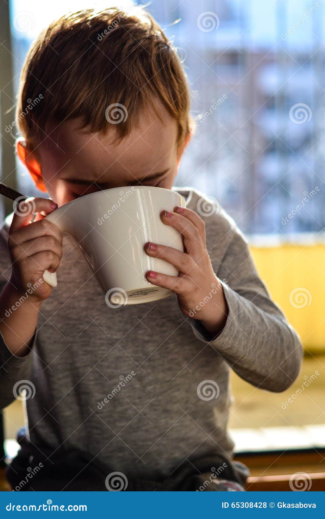 Cute child drinking tea stock photo. Image of color, dental - 65308428