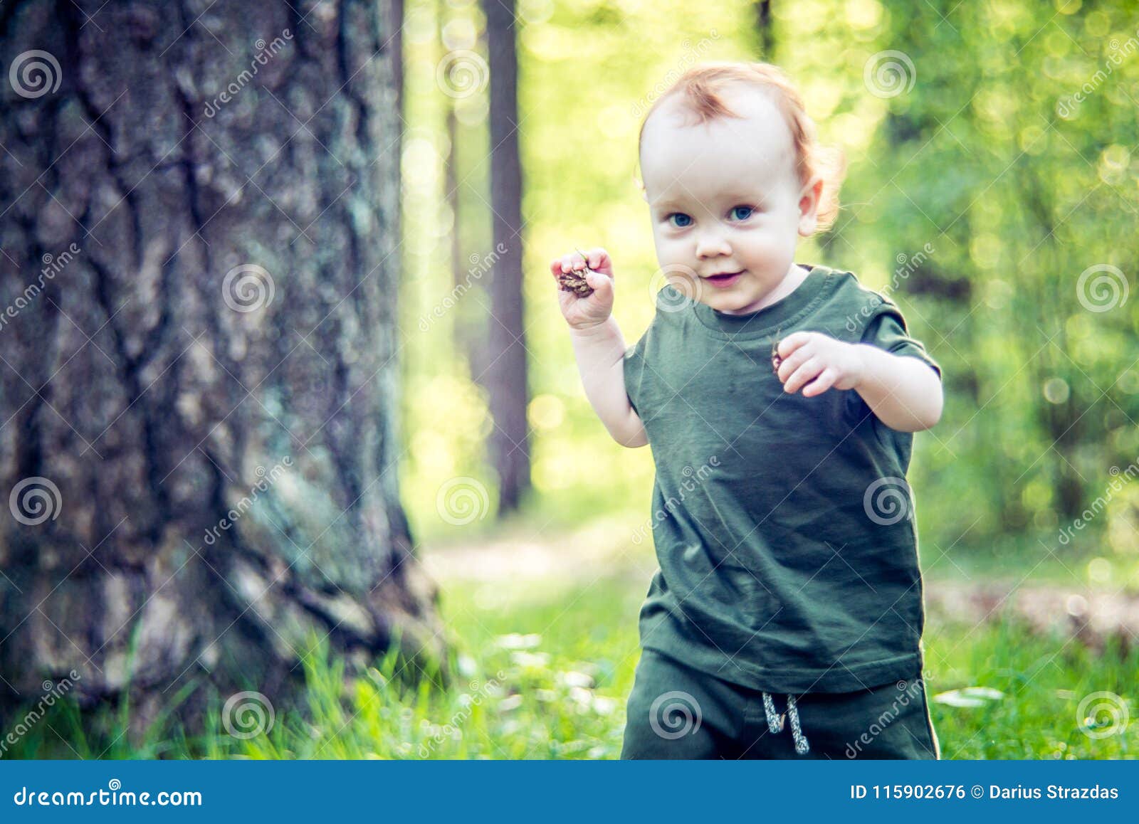 Cute child in forest stock photo. Image of cute, male - 115902676
