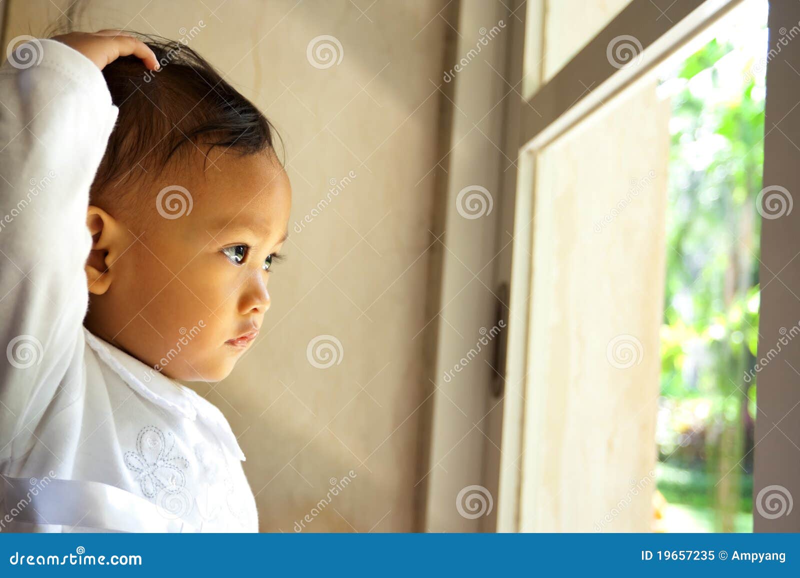 Cute Child Looking Out the Window Stock Image - Image of asian, toddler ...