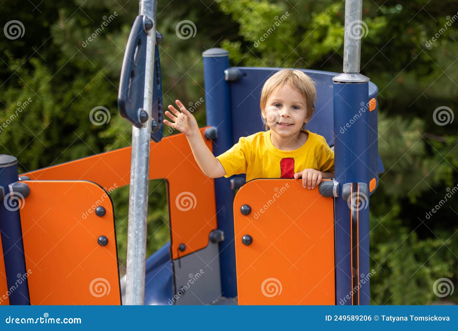 Cute Child, Playing on the Playground, Boy Playing Stock Photo - Image ...