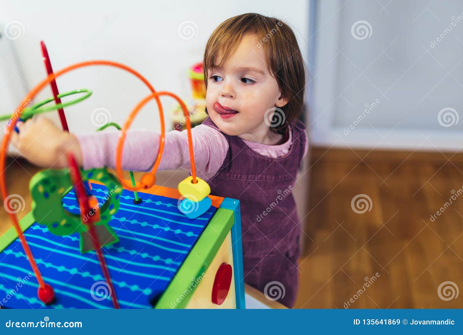Cute Child Playing on Table Stock Image - Image of kindergarten, home ...