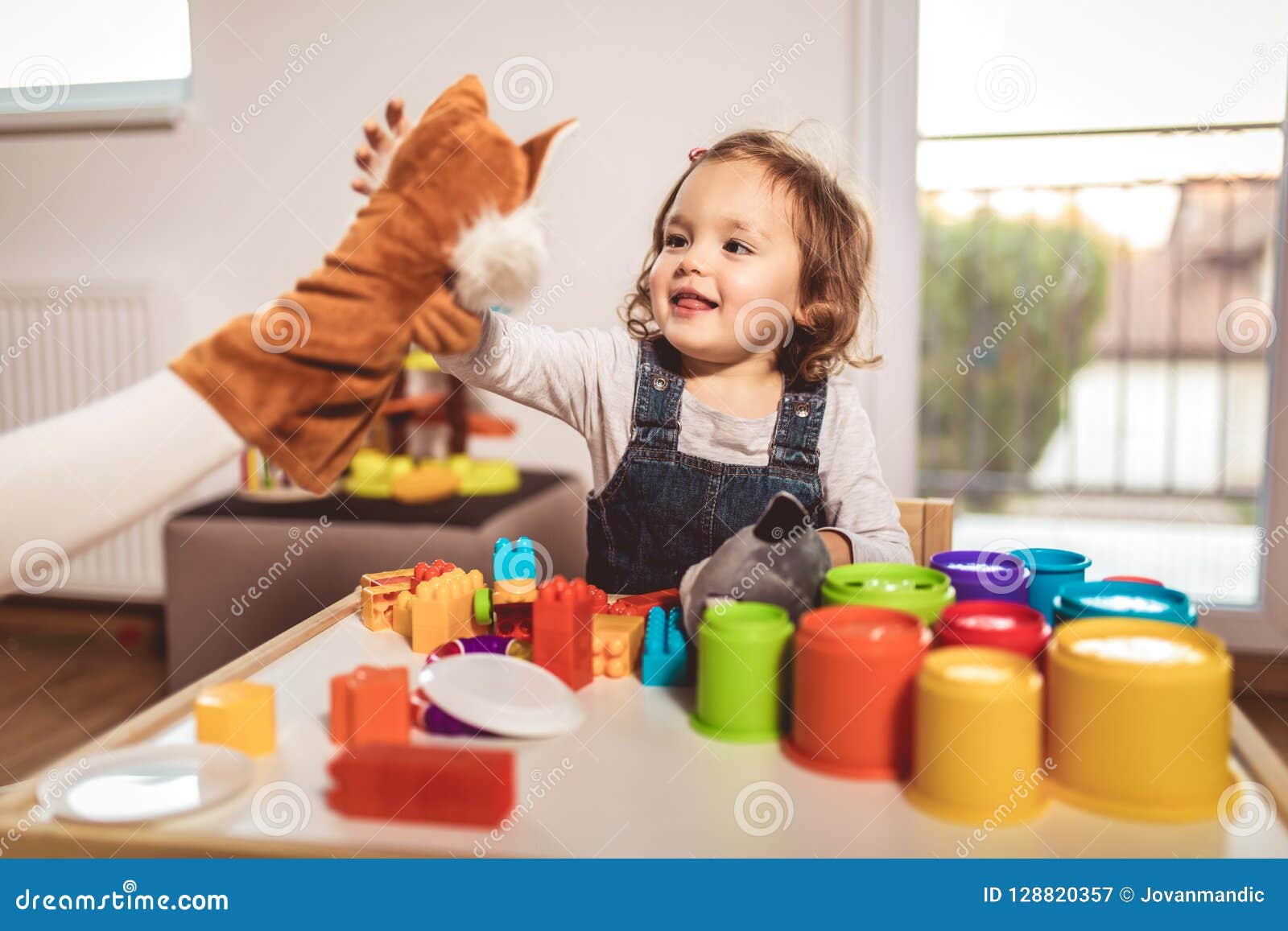 Child Playing on Table Indoor Stock Image - Image of constructor ...