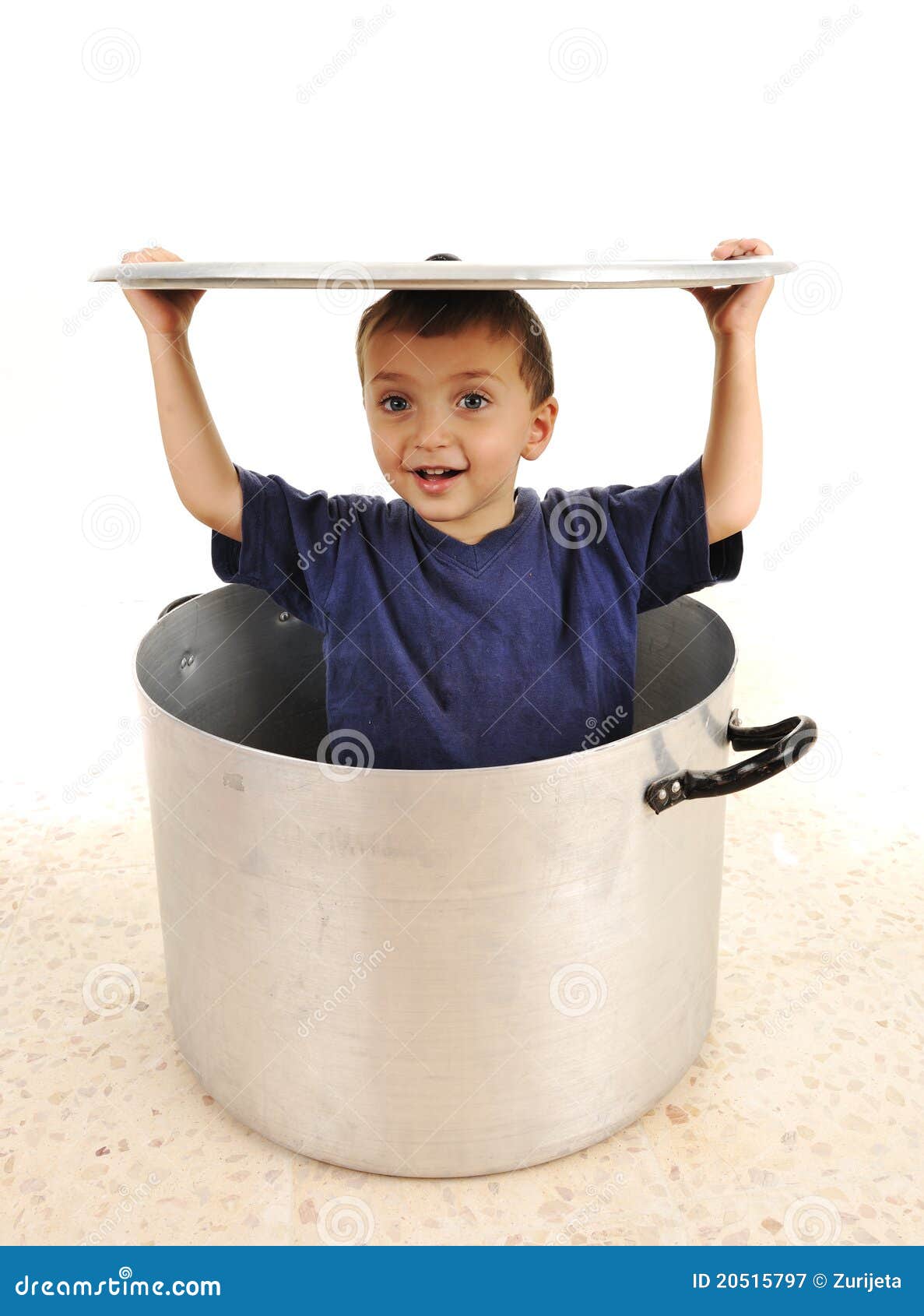 Cute child in pot stock image. Image of open, game, close - 20515797