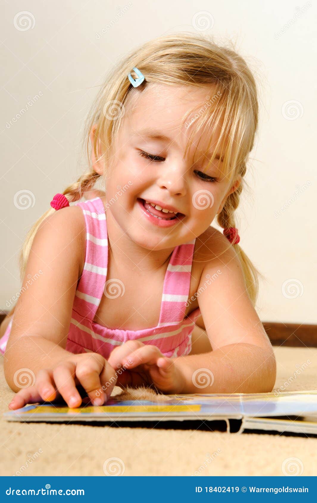 Cute child reading stock image. Image of cute, blonde - 18402419
