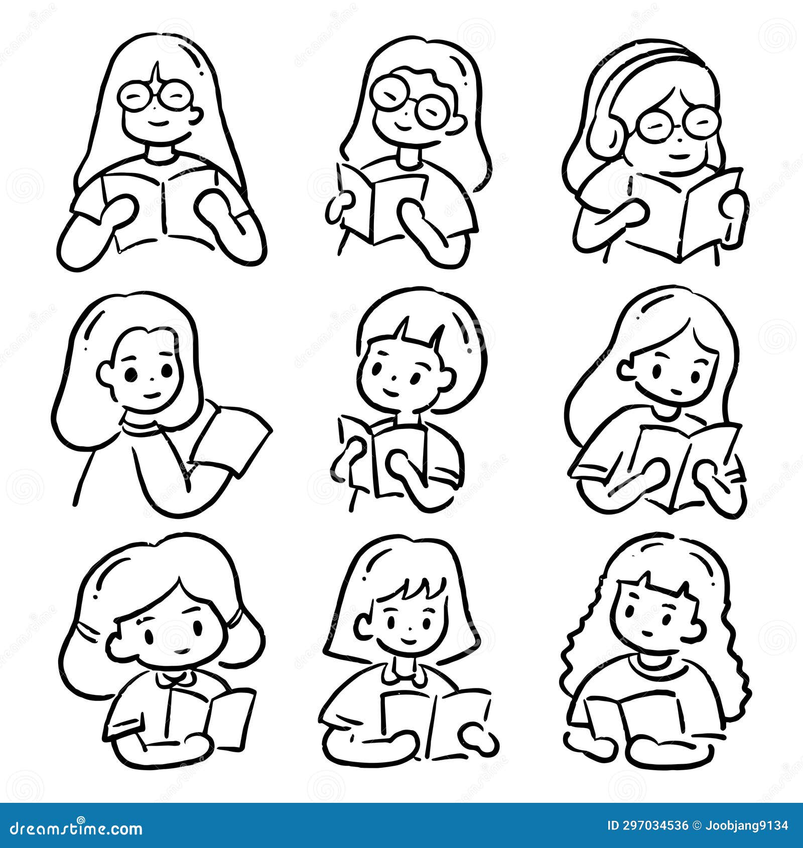 Cute Child Reading a Book Hand Drawn Doodle Sketch Stock Vector ...