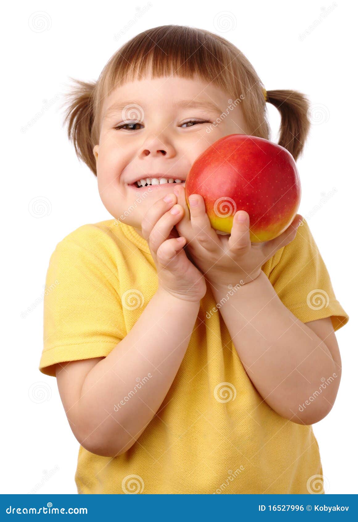 Cute child with red apple stock photo. Image of healthy - 16527996