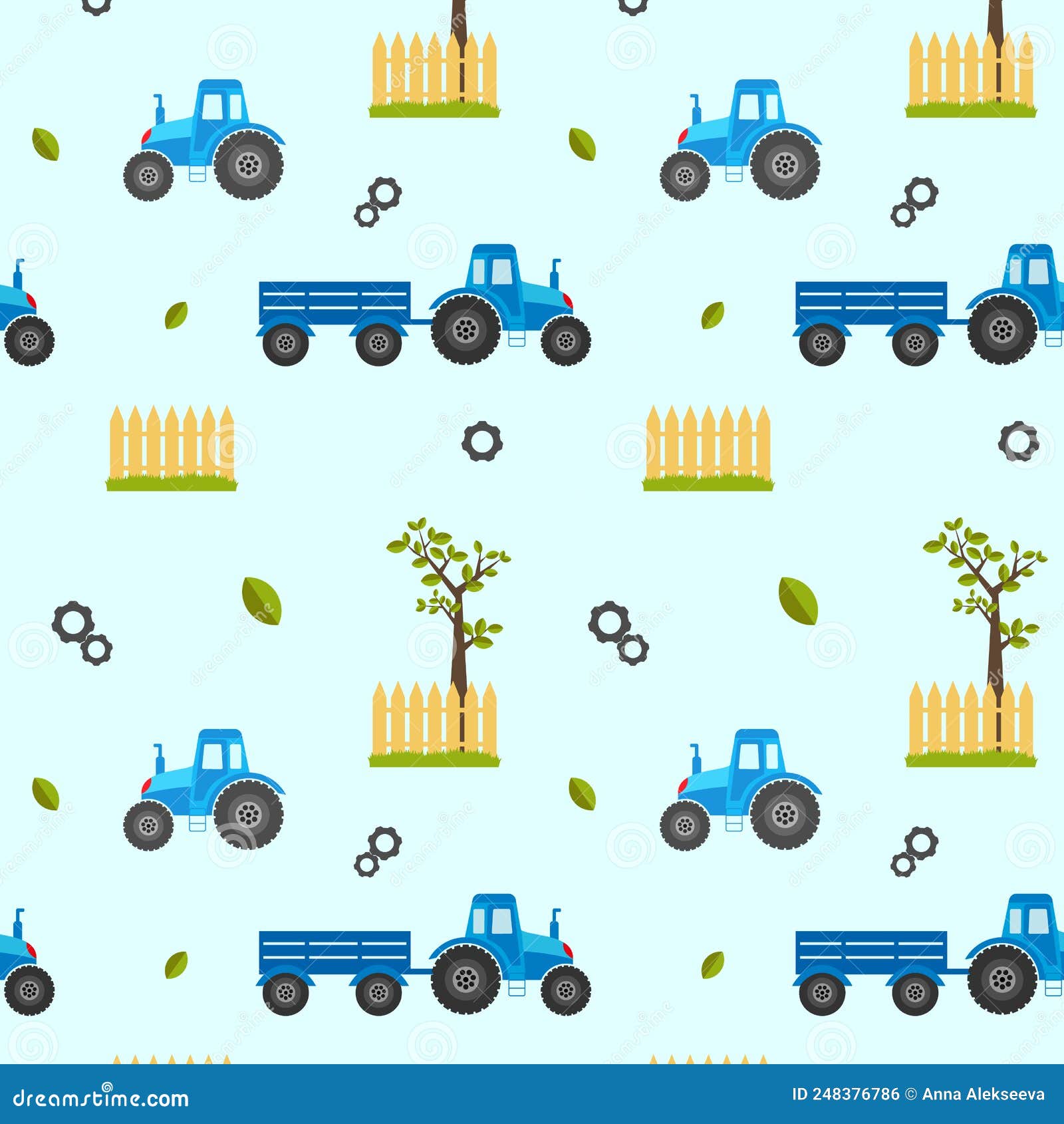 Cute Child S Pattern with a Blue Tractor Stock Vector - Illustration of ...