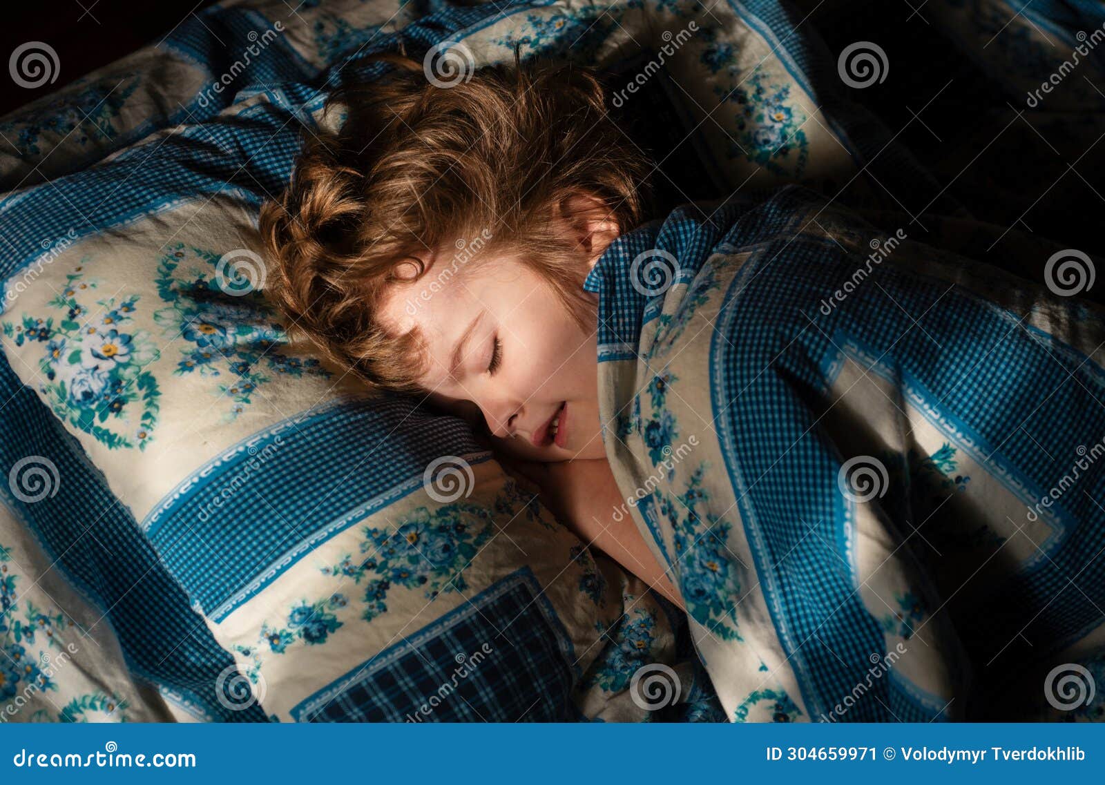 Cute Child Sleeping in the Bed. Kid Boy Napping. Stock Image - Image of ...