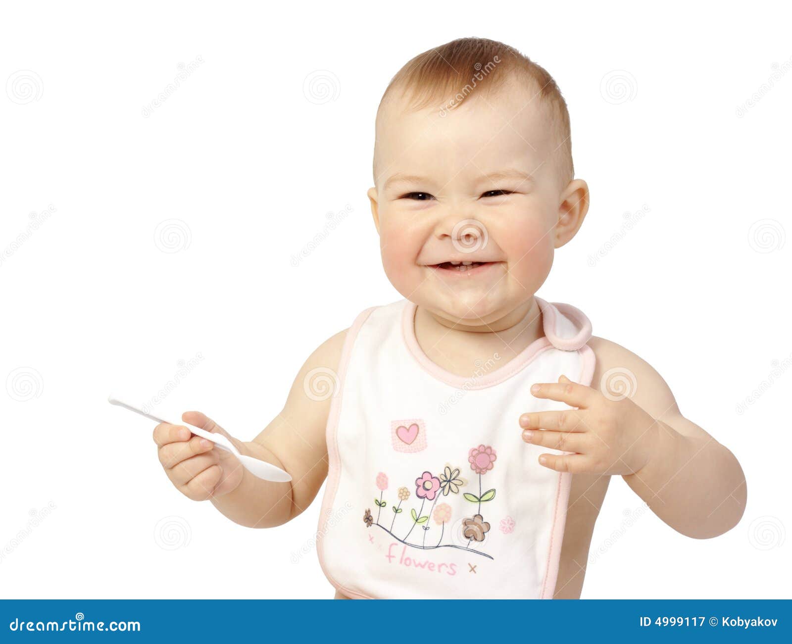 Cute child with spoon stock image. Image of offspring - 4999117
