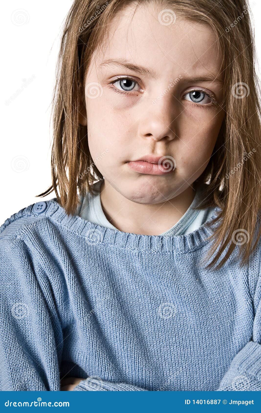 Cute Child Sulking Against White Stock Image - Image of colour, blond ...