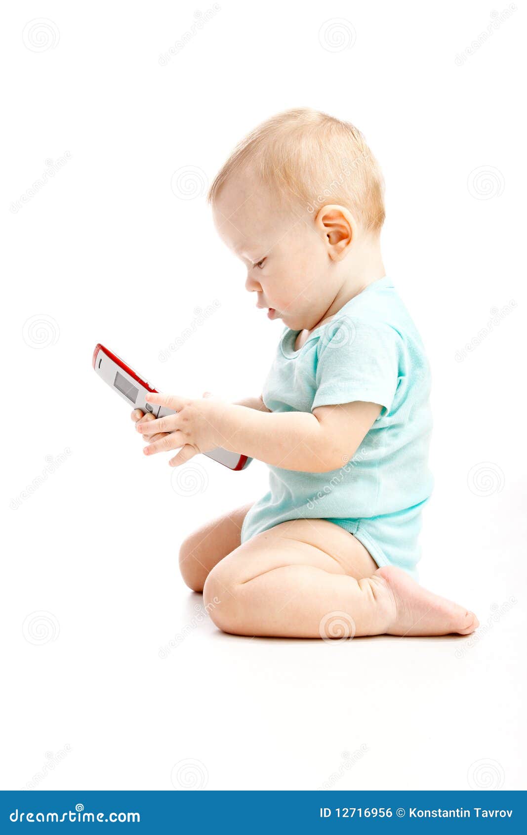 Cute Child Talking on a Cell Phone Stock Photo - Image of copy, infant ...