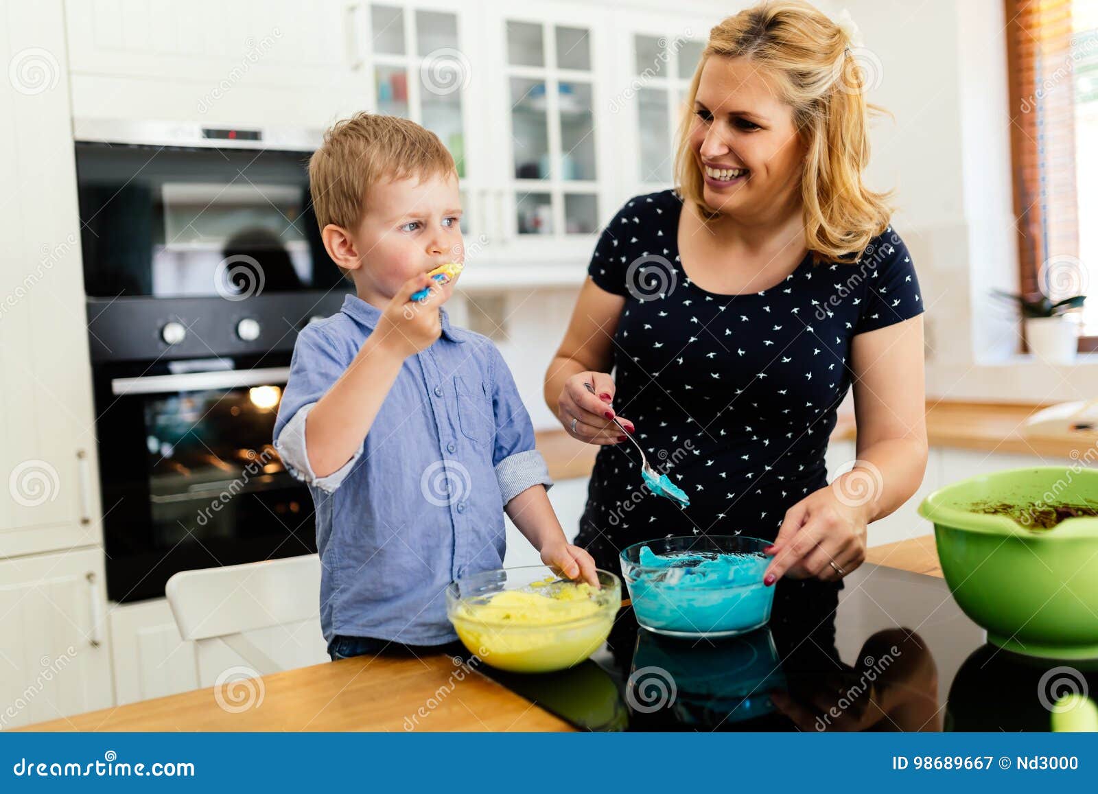 Cute Child Tasting Cookie Ingredients Stock Image - Image of cook ...
