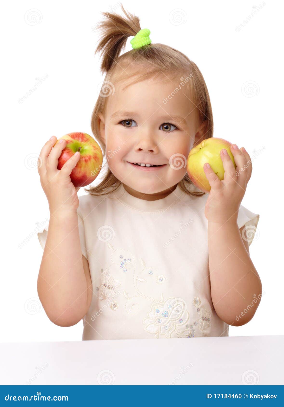 Cute Child with Two Red Apples Stock Photo - Image of happiness ...