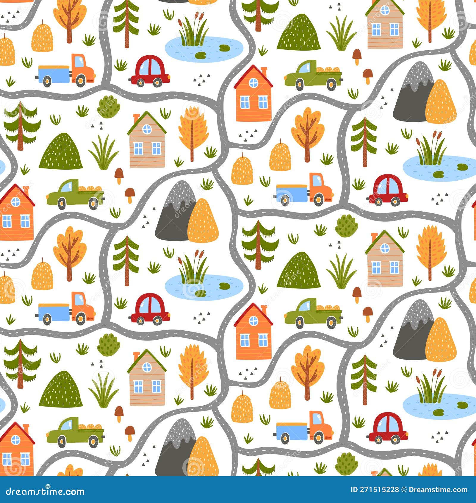 Cute Childish Map Colorful Seamless Vector Pattern Stock Vector ...