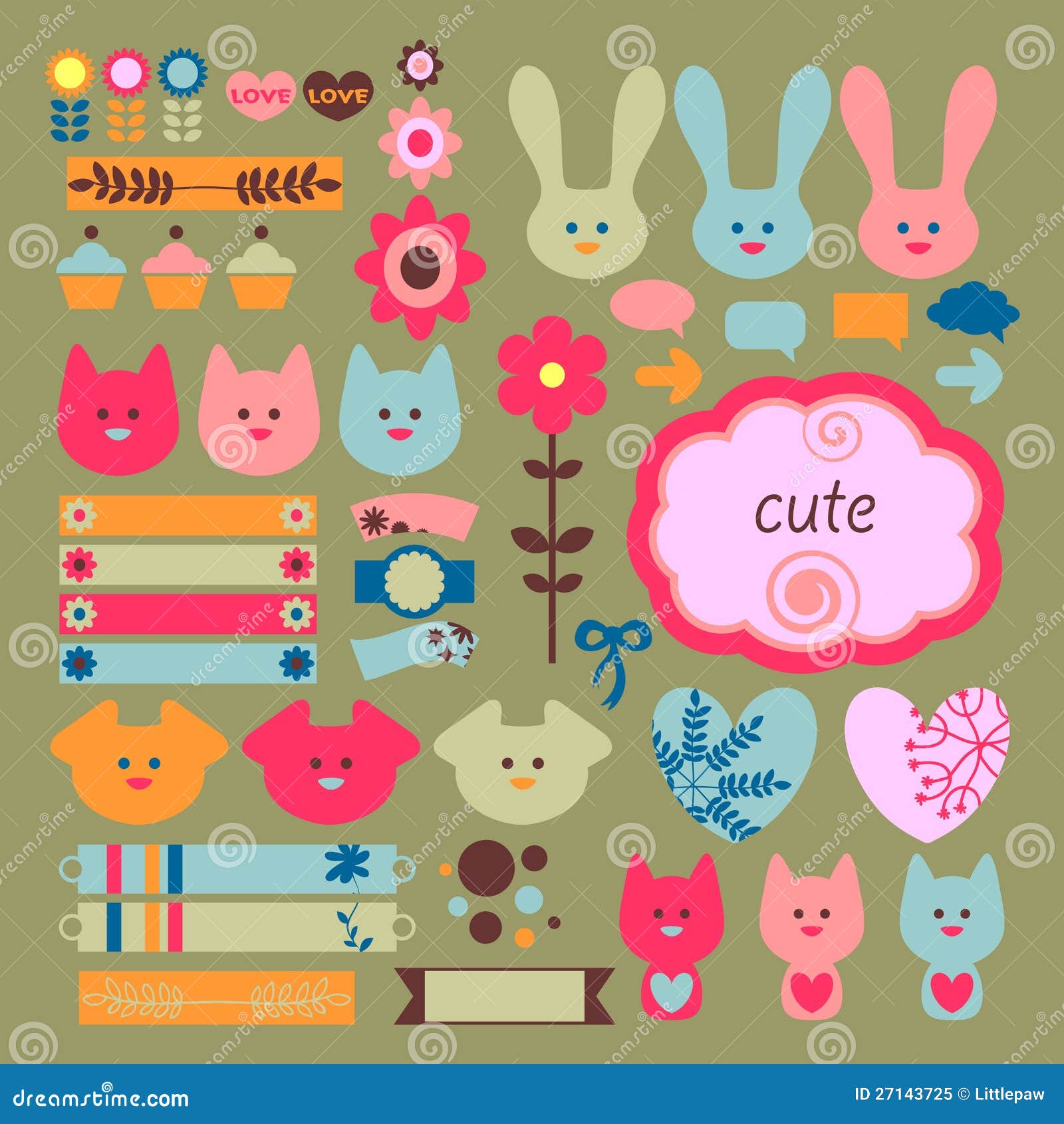 Cute Childish Scrapbook Elements Stock Vector - Illustration of cake ...