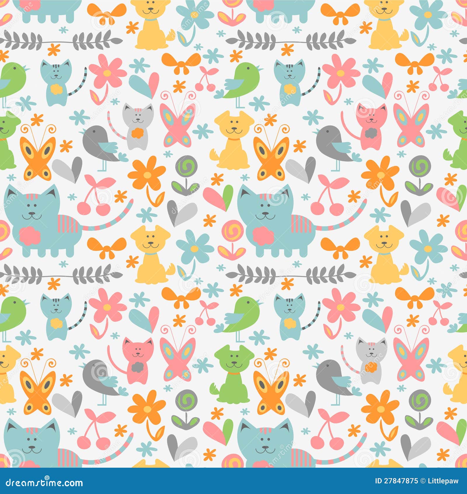 Cute Childish Seamless Pattern Stock Vector - Illustration of nature ...