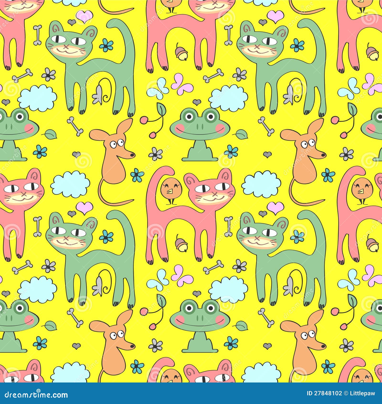 Cute Childish Seamless Pattern Stock Vector - Illustration of heart ...