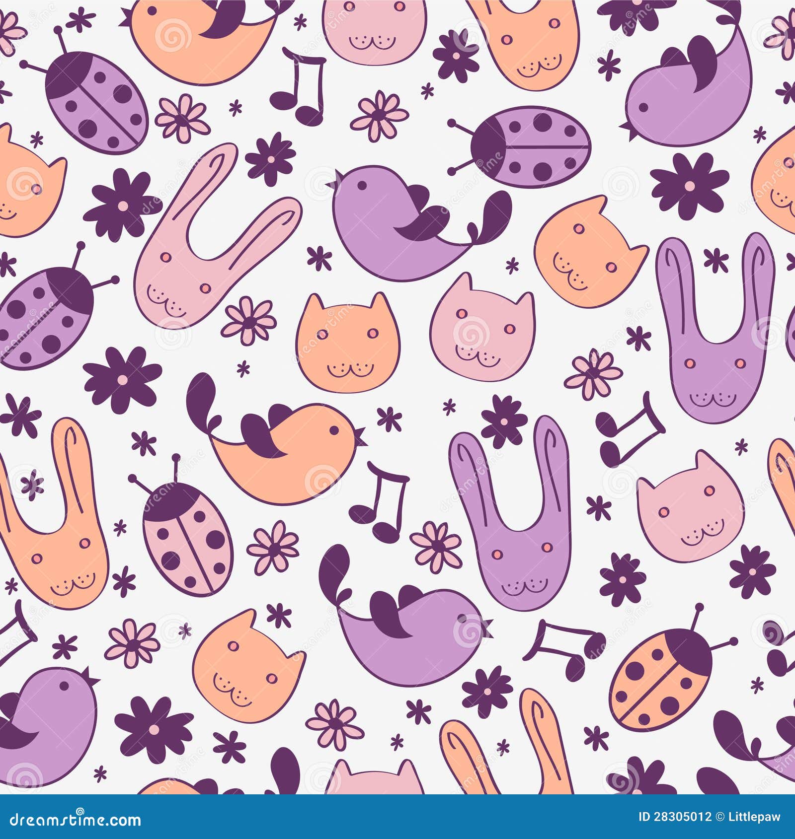 Cute Childish Seamless Pattern Stock Vector - Illustration of ladybird ...