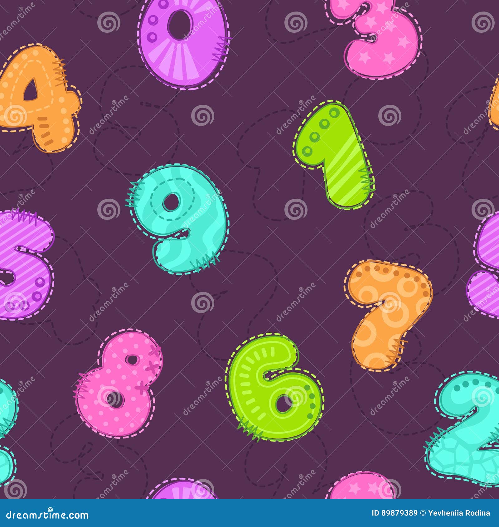 Cute Childish Seamless Pattern with Colorful Numbers. Stock Vector ...