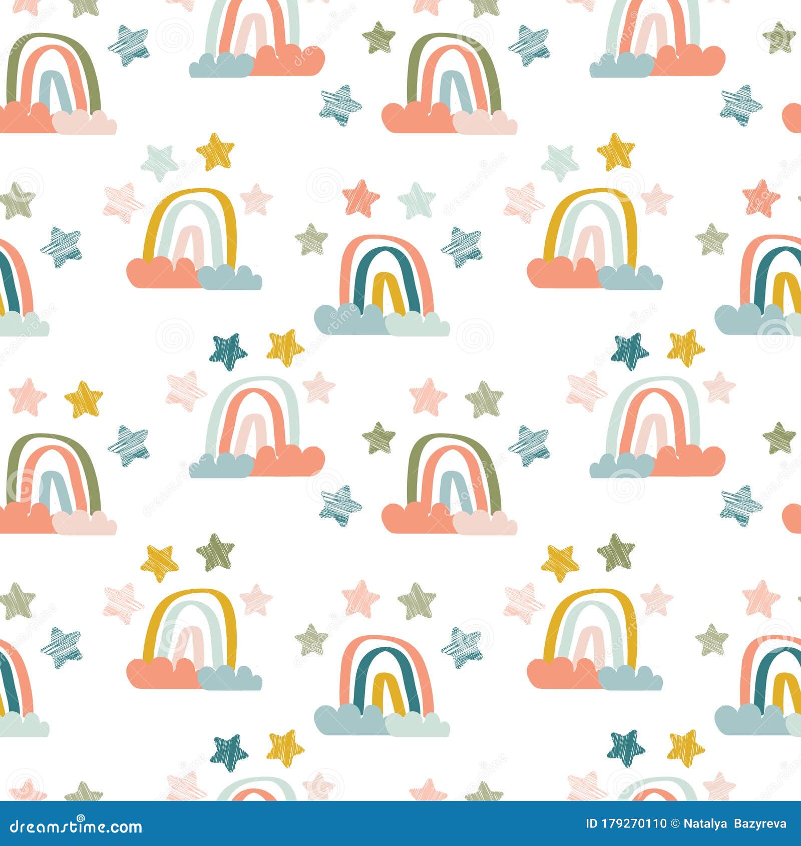 Cute Childish Seamless Pattern with Rainbows Stock Illustration ...