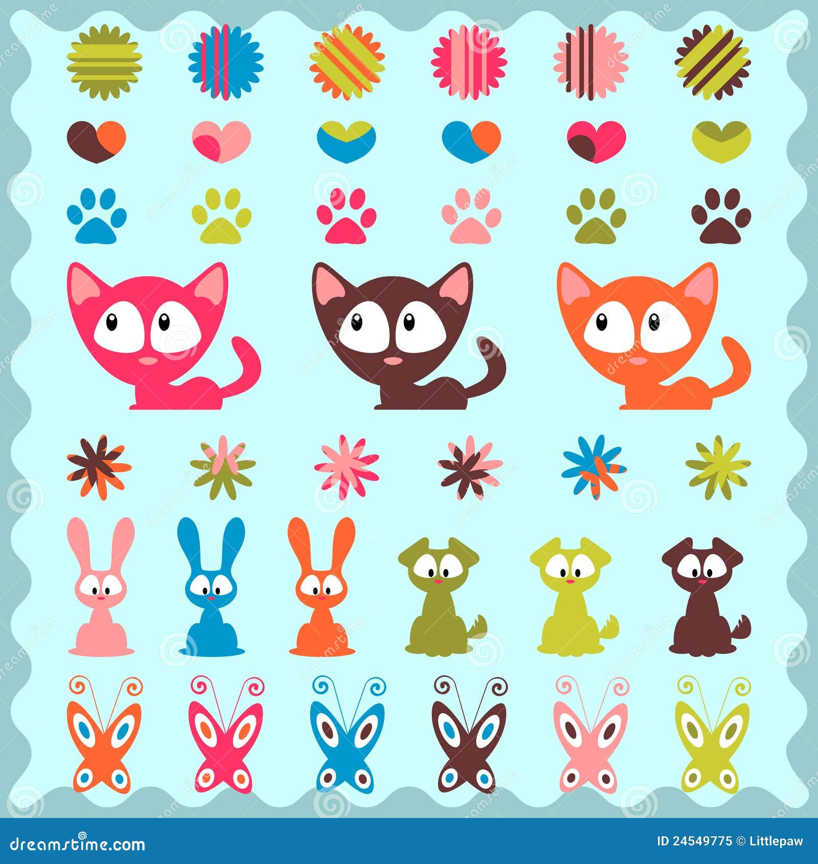 Cute childish stickers stock vector. Illustration of flower - 24549775