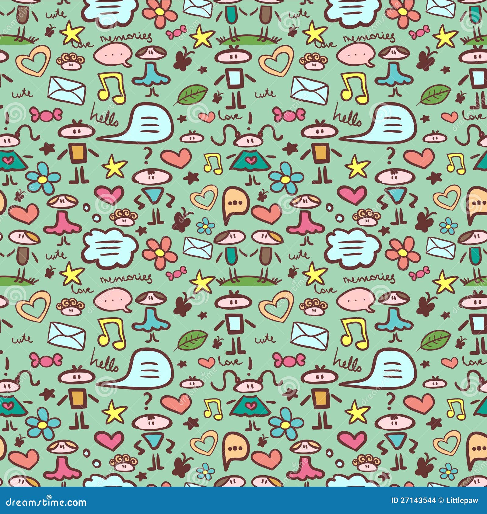 Cute Childlike Seamless Pattern Stock Vector - Illustration of cute ...