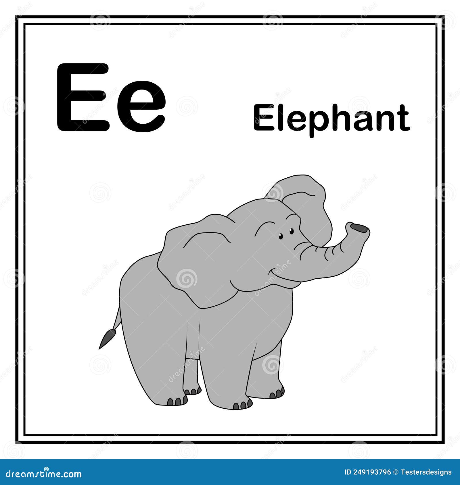 Cute Children ABC Animal Alphabet E Letter Flashcard Of Elephant For ... Cute Children ABC Animal Alphabet E Letter Flashcard Of Elephant For ...
