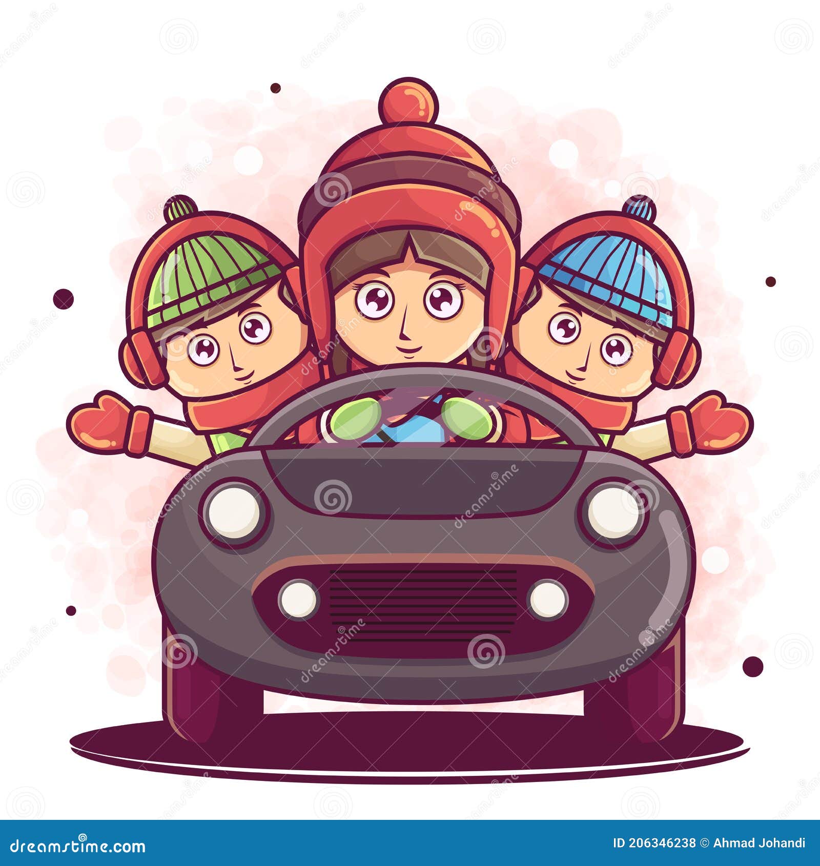 Cute Children Cartoon Using Car Illustration Stock Vector ...